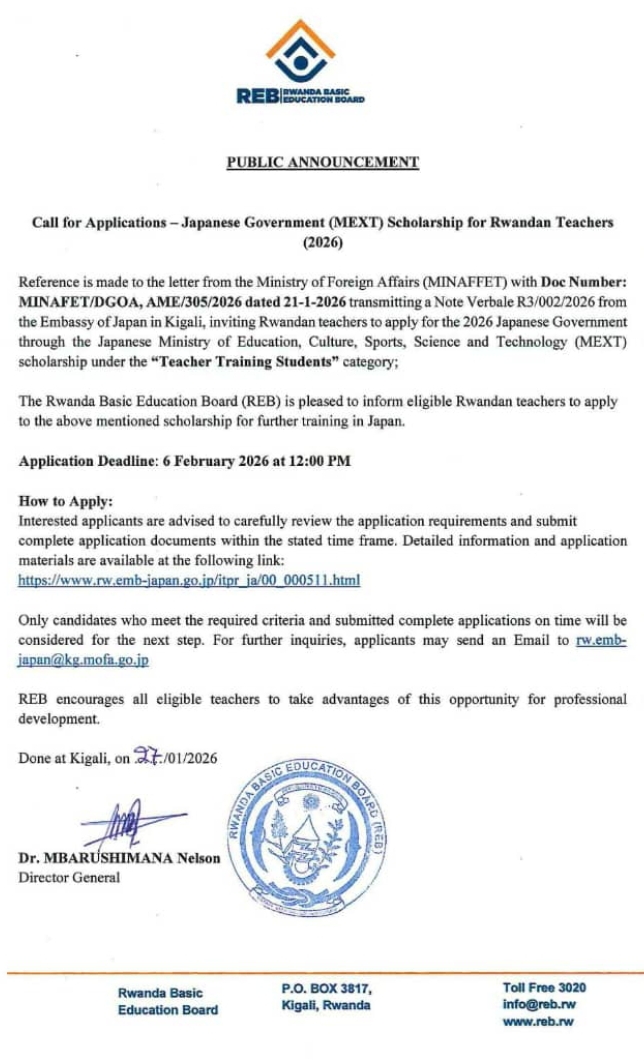 Post AMAHIRWE ADASANZWE YO KWIGA MU BUYAPANI. Japanese Government (MEXT ...